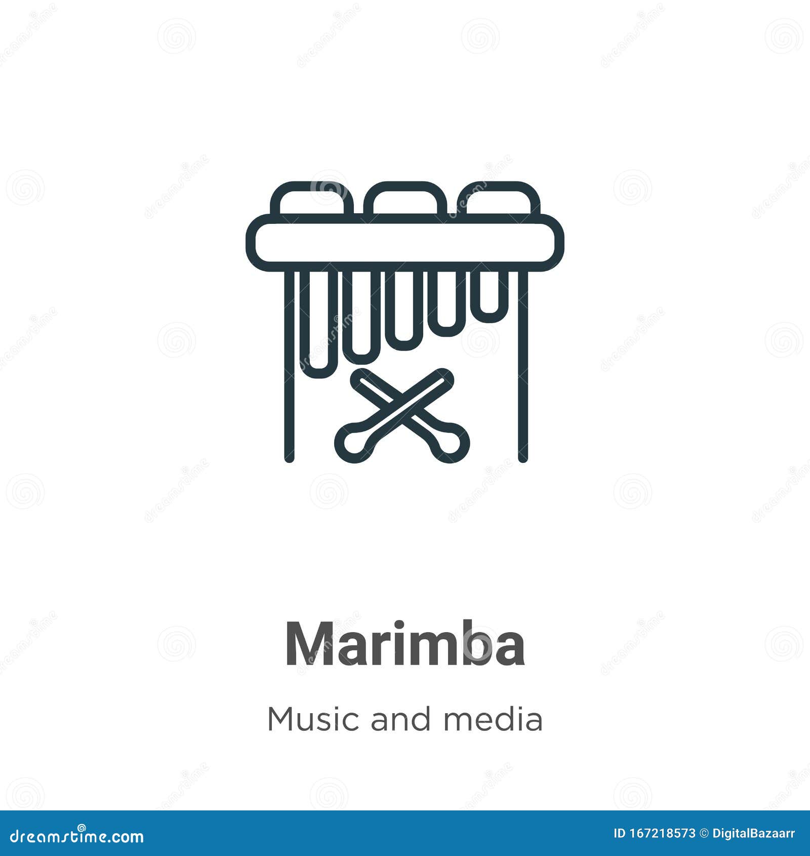 Outline Marimba Vector Icon. Isolated Black Simple Line Element ...