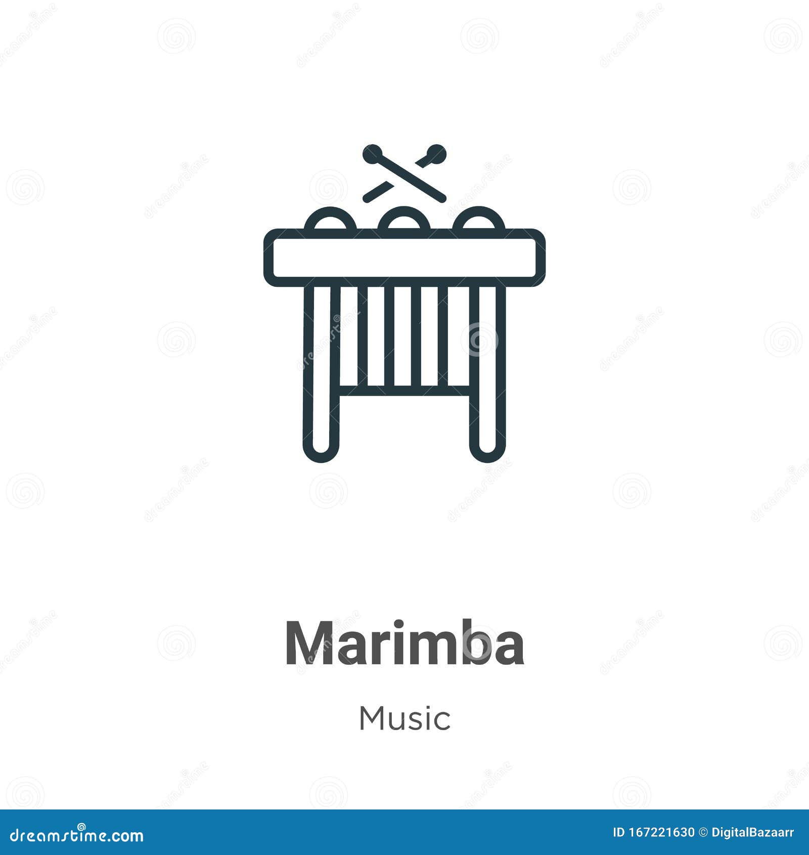 Outline Marimba Vector Icon. Isolated Black Simple Line Element ...