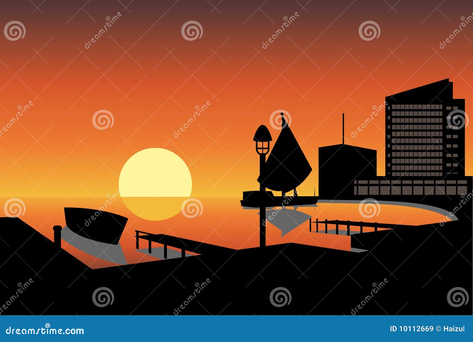 Marina stock vector. Illustration of hotel, harbor, port - 10112669
