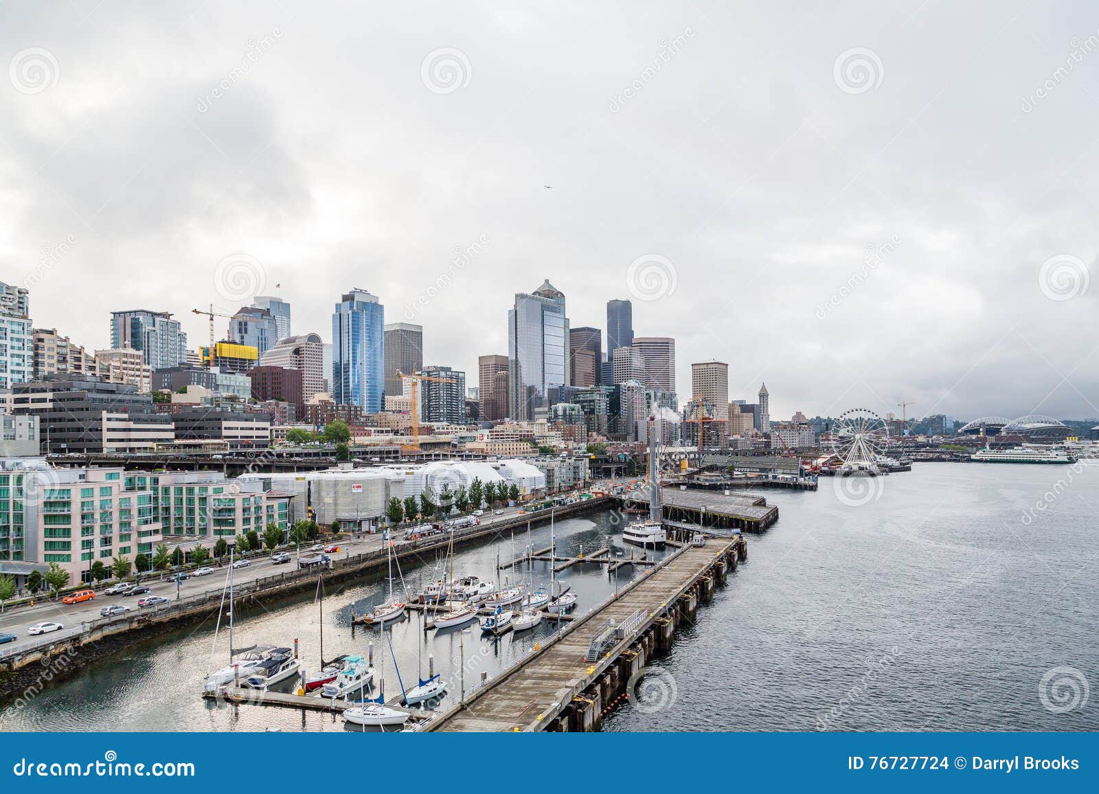 Marina on Coast of Seattle editorial stock image. Image of skyline ...