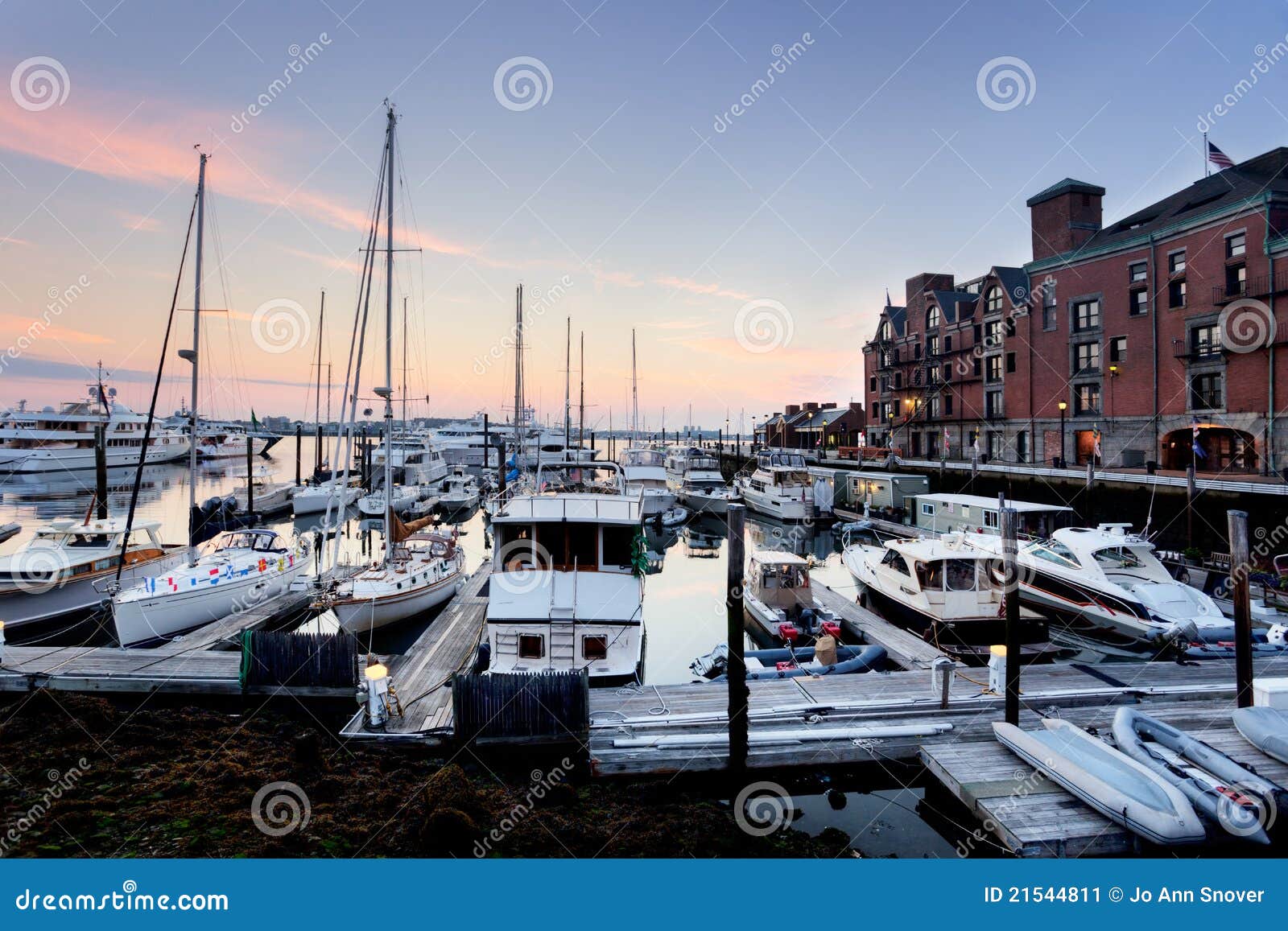 Marina at Long Wharf stock image. Image of sunrise, horizontal - 21544811