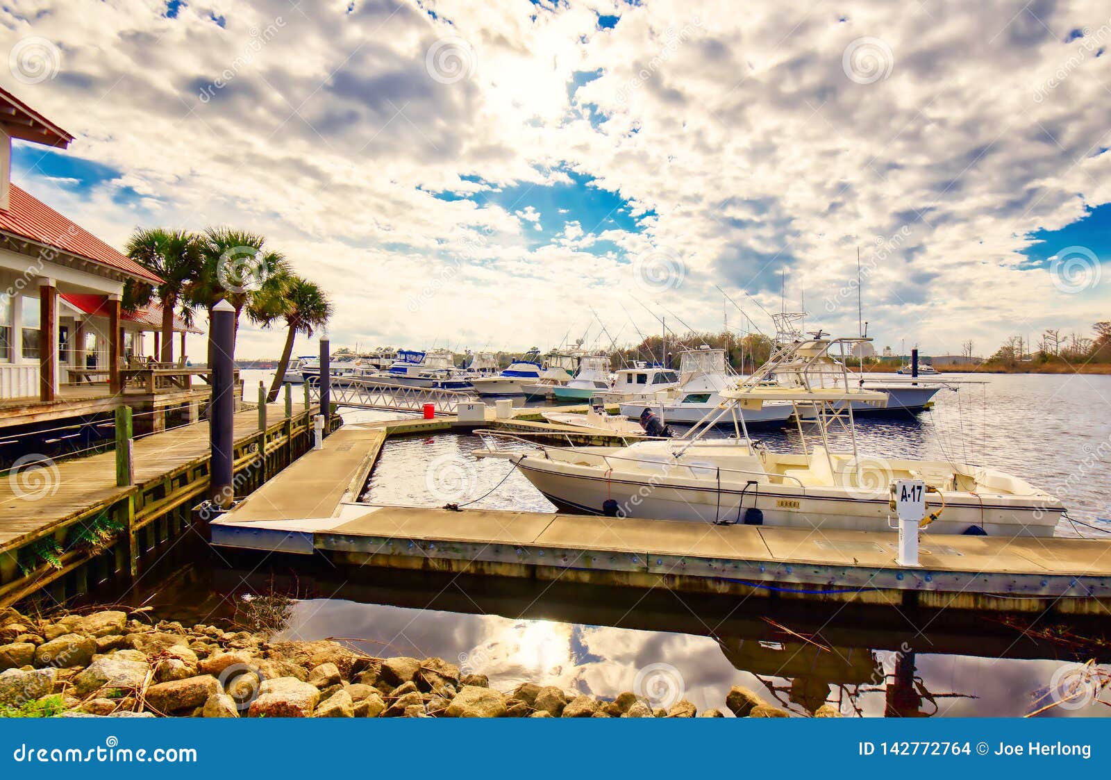 A Marina with a Stunning Cloudy Sky. Stock Photo - Image of harbor ...