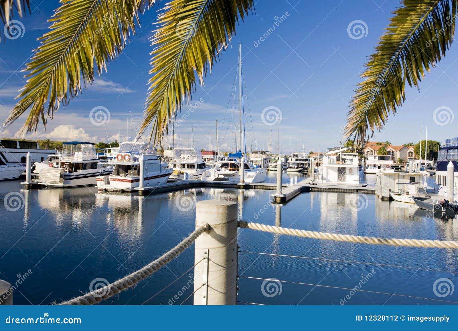 Marina on a Sunny Day with Blue Sky Stock Photo - Image of boat ...