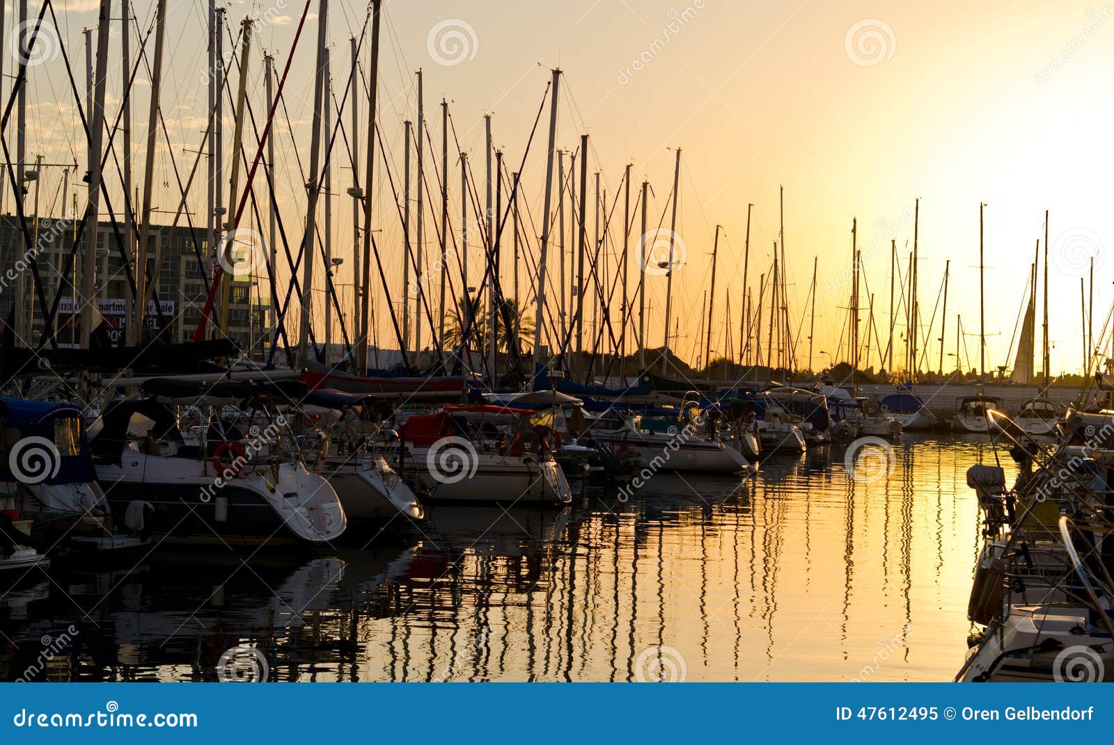 Marina Sunset editorial image. Image of boating, israel - 47612495