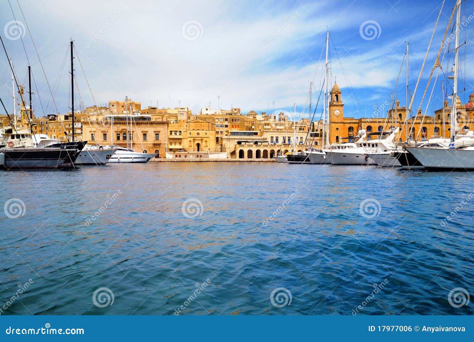 Marina in Vittoriosa, Valletta Bay, Malta Stock Photo - Image of ...