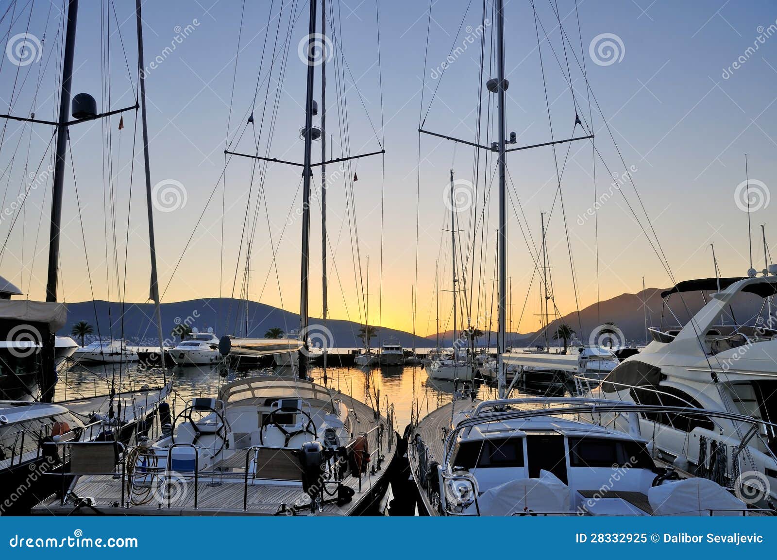 Marina with Yachts on Sunset Stock Image - Image of coast, blue: 28332925