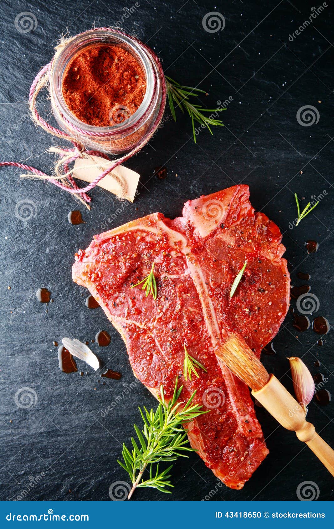 Marinade Powder on Fresh Meat Stock Photo - Image of cooking, herb ...
