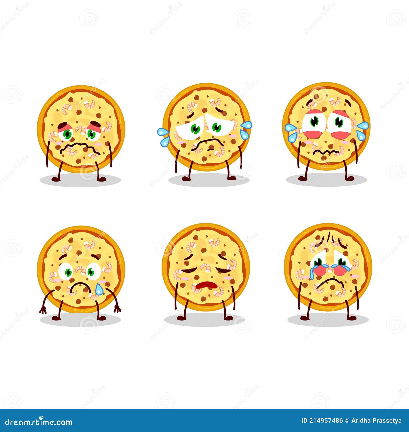 Marinara Pizza Cartoon Character With Sad Expression Vector ...