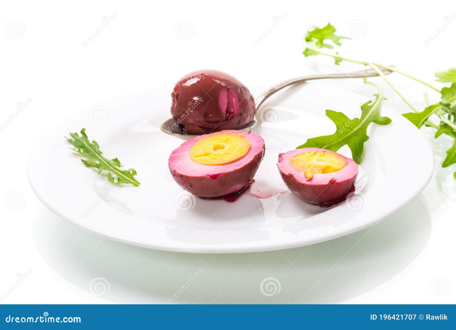 Marinated Chicken Eggs in Beetroot Marinade in a Plate Stock Image ...