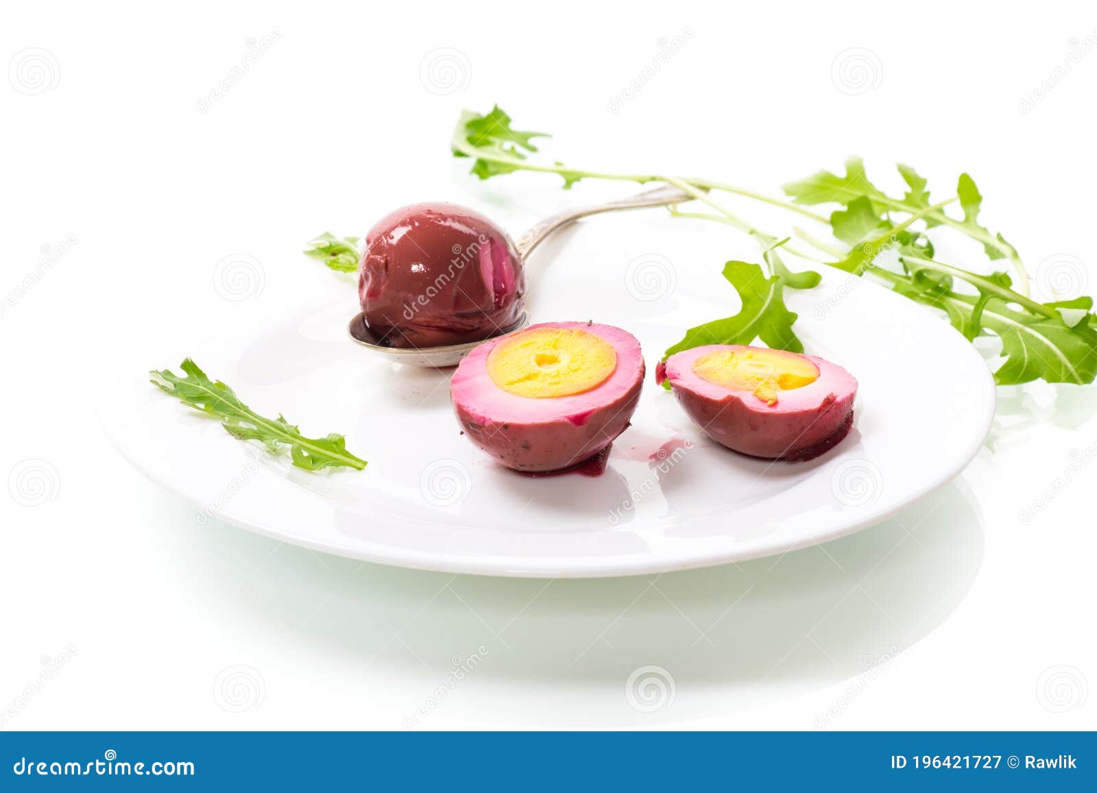 Marinated Chicken Eggs in Beetroot Marinade in a Plate Stock Image ...