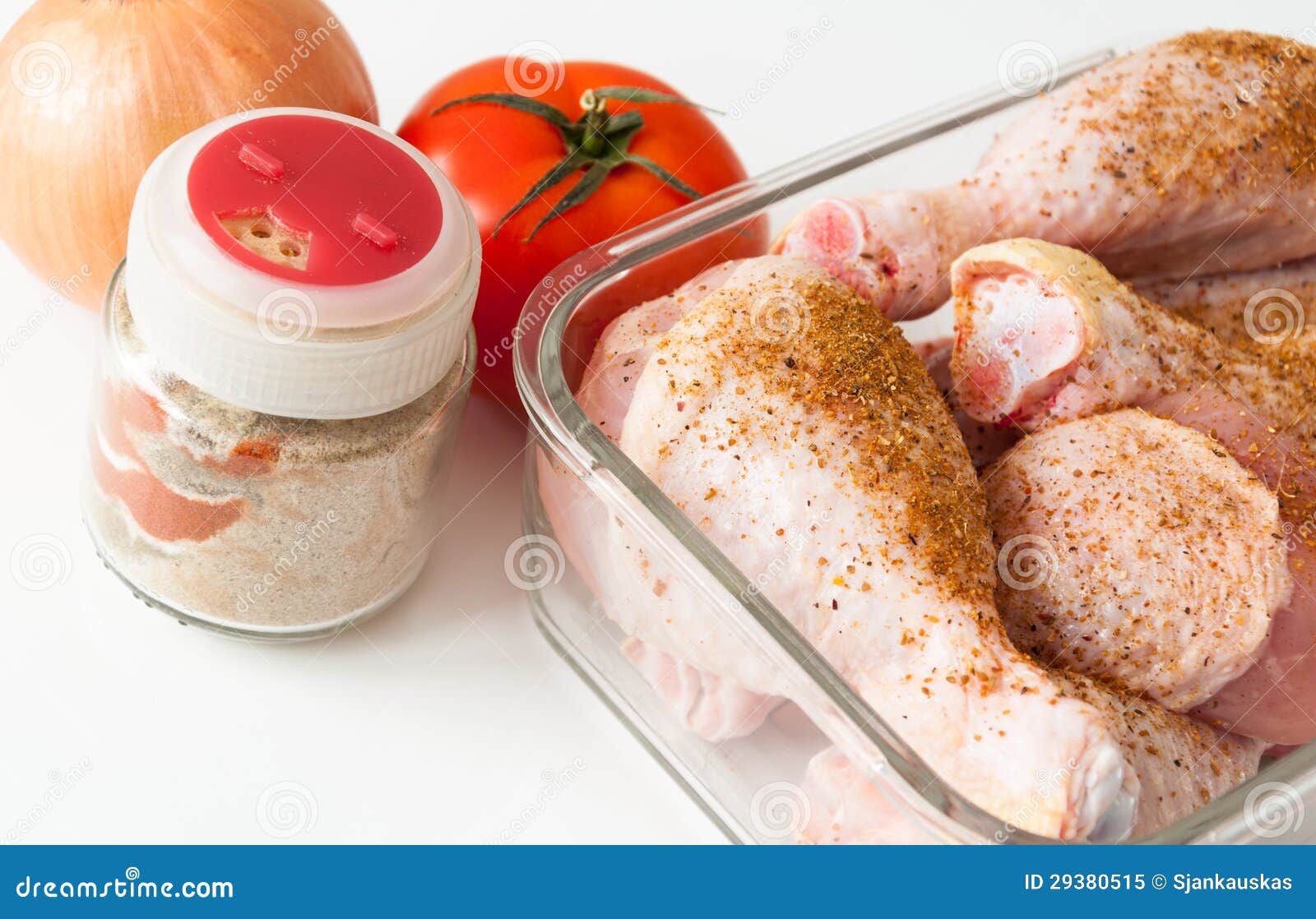 Raw And Marinated Chicken Fillet On Light Background. Dietary Meat ...