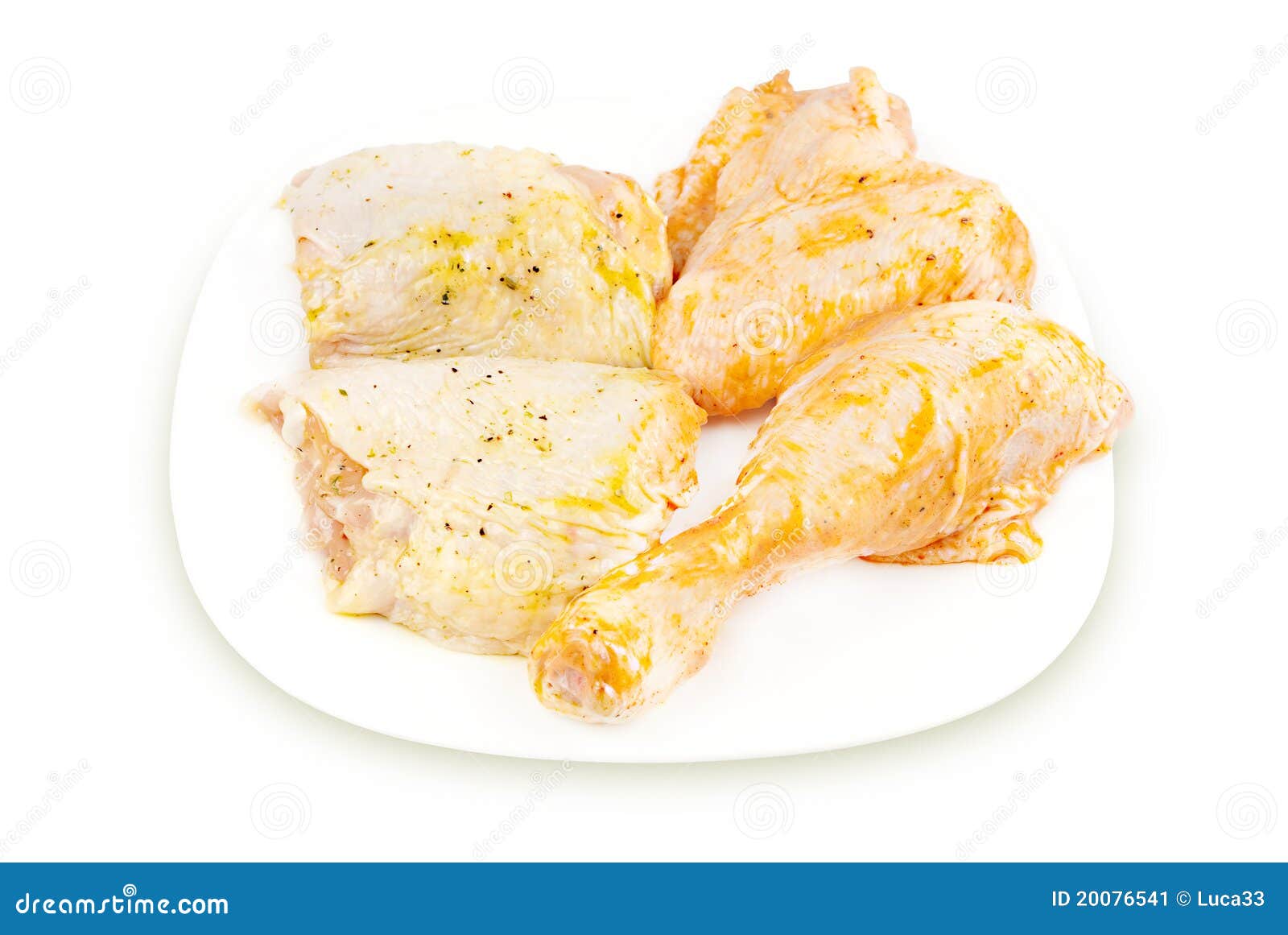 Raw And Marinated Chicken Fillet On Light Background. Dietary Meat ...