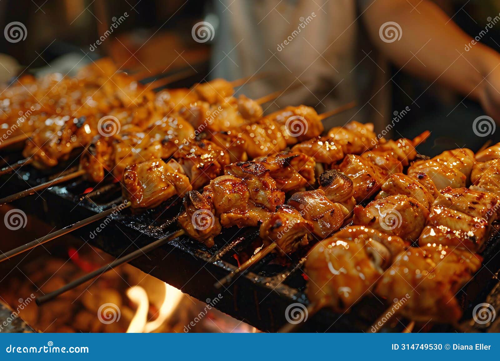 Marinated Chicken on Spit on the Street Stock Illustration ...