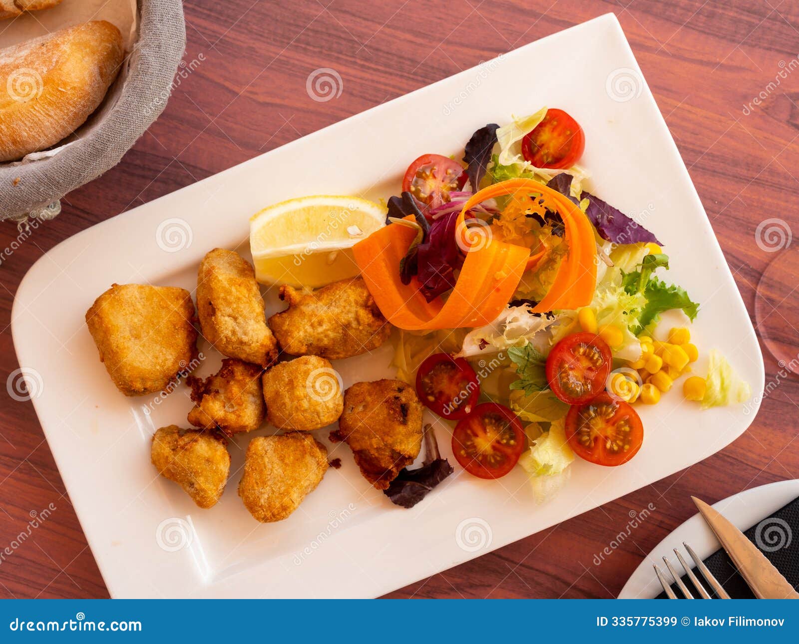 Marinated Dogfish with Sliced Vegetables Served on Flat Plate Stock ...