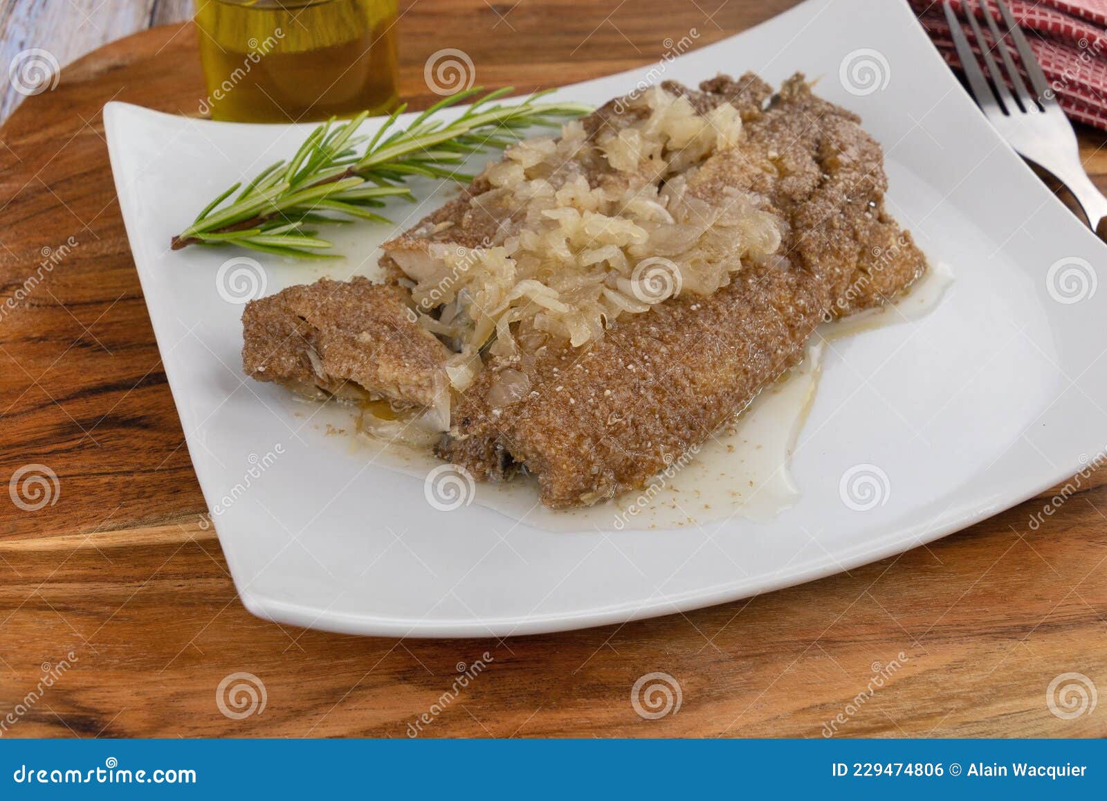 Marinated and Fried Herring Fillet on a Plate Stock Photo - Image of ...