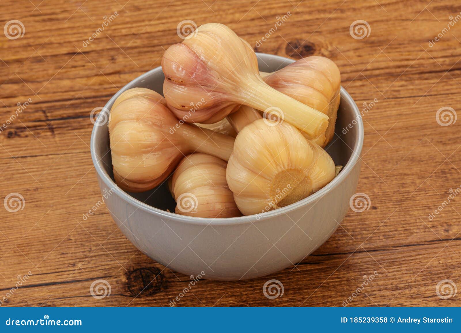 Marinated Garlic in the Bowl Stock Photo - Image of closeup, organic ...