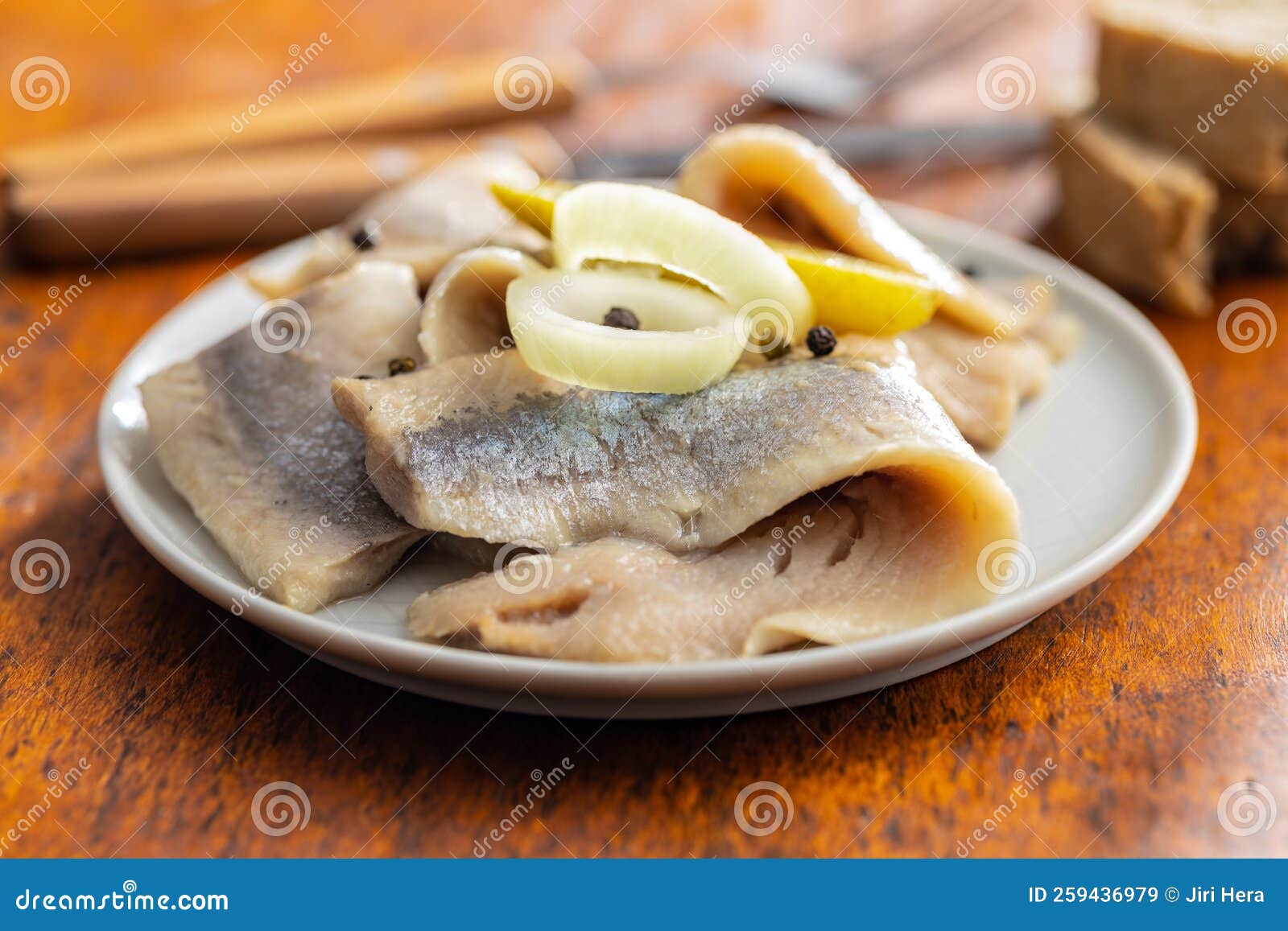 Marinated Herring Fish on Plate Stock Image - Image of fishing, gourmet ...