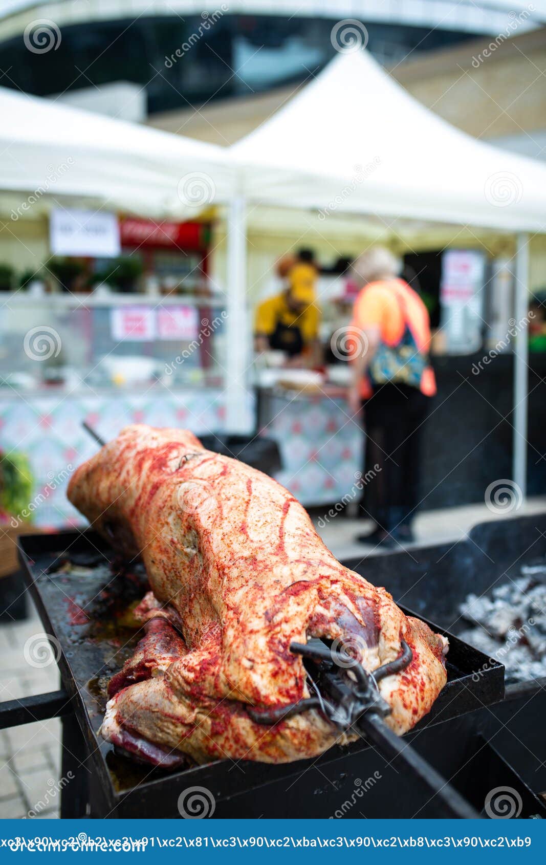 Marinated Lamb is Cooked on a Spit Stock Image - Image of meal ...