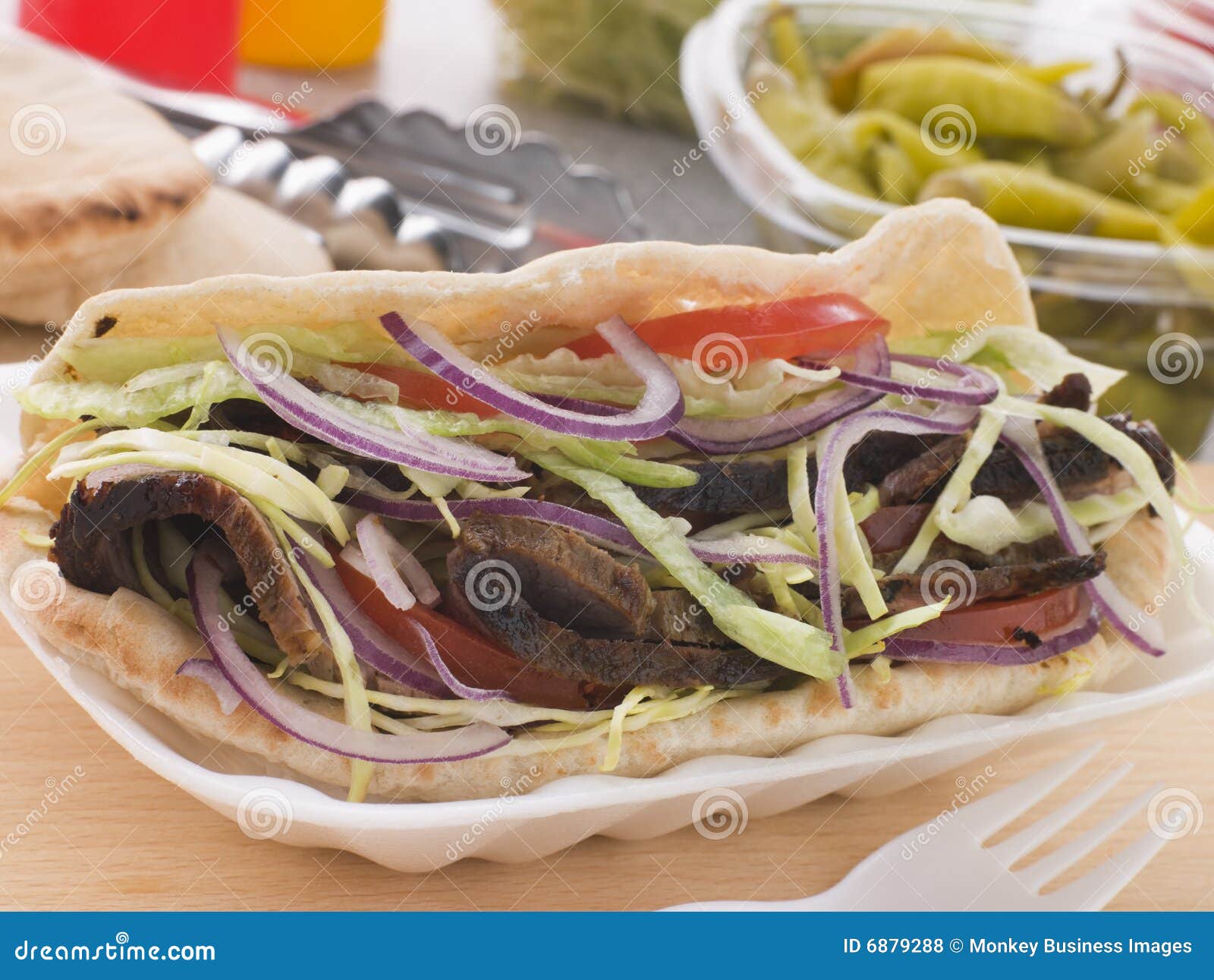 Marinated Lamb Kebab in a Pitta Bread Stock Photo - Image of kebab ...
