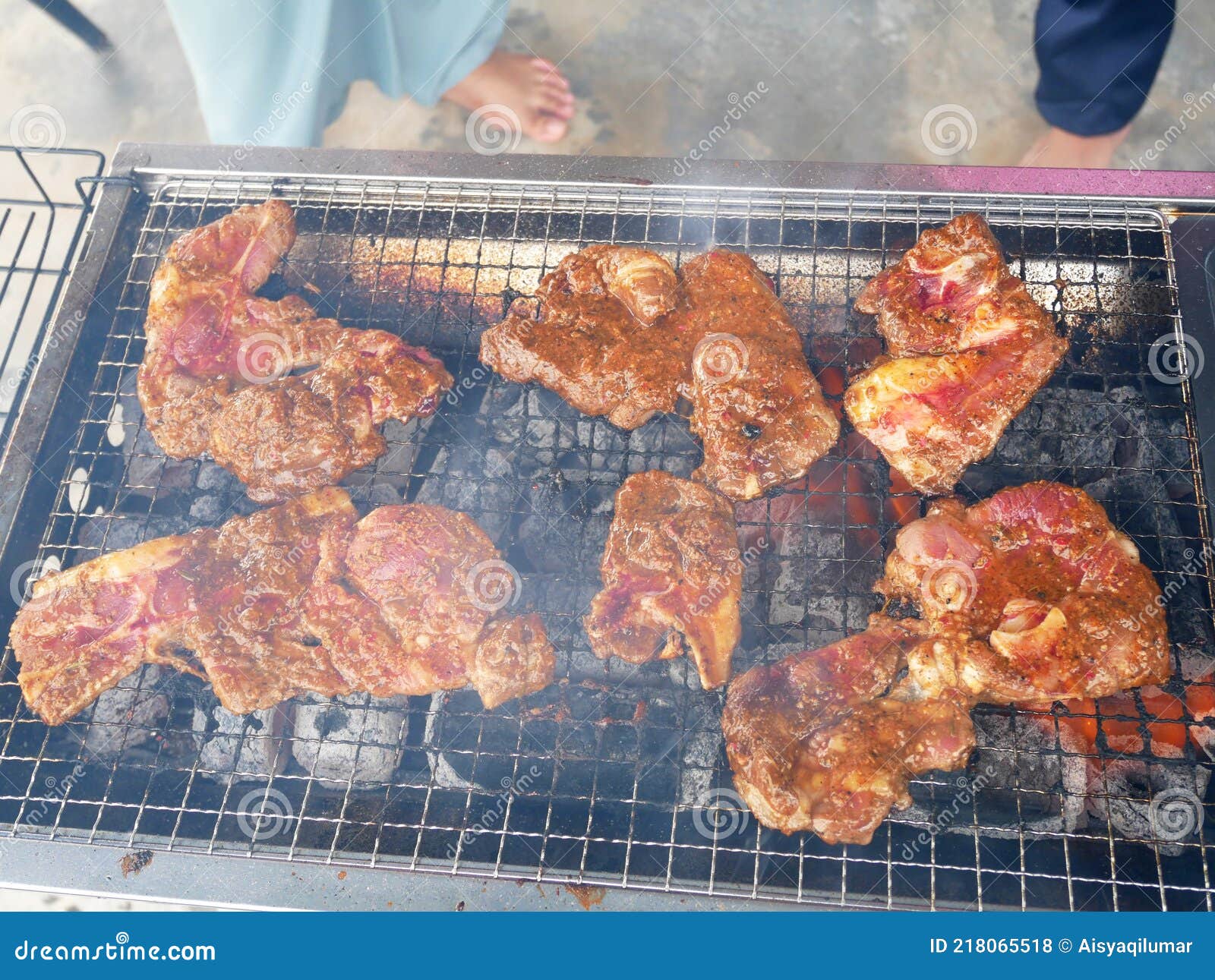 Marinated Mutton with Spices, Grilled and Smoked Stock Photo - Image of ...
