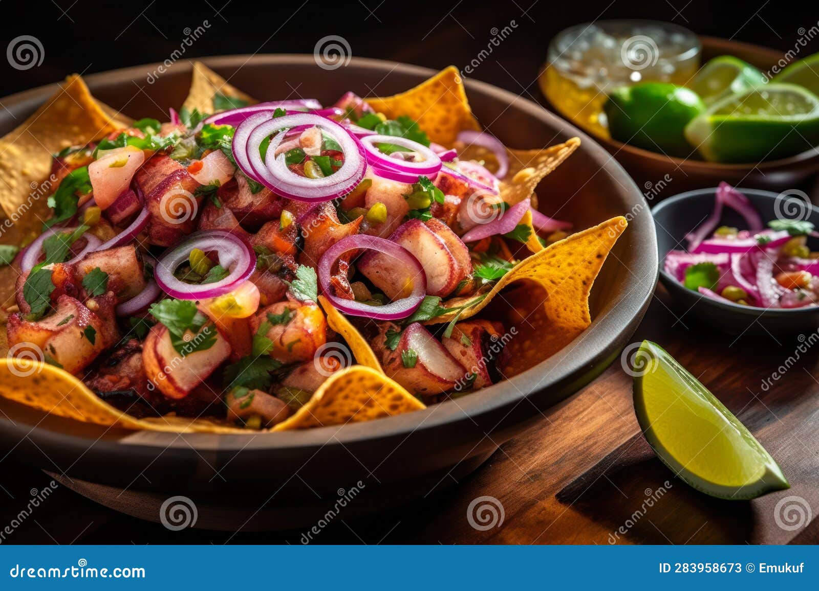 Marinated Octopus with Chips Generative Ai Stock Illustration ...