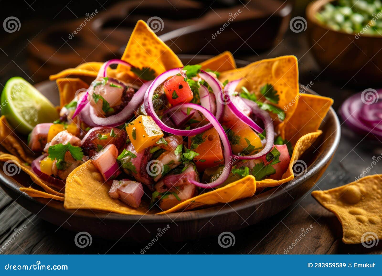 Marinated Octopus with Chips Generative Ai Stock Illustration ...