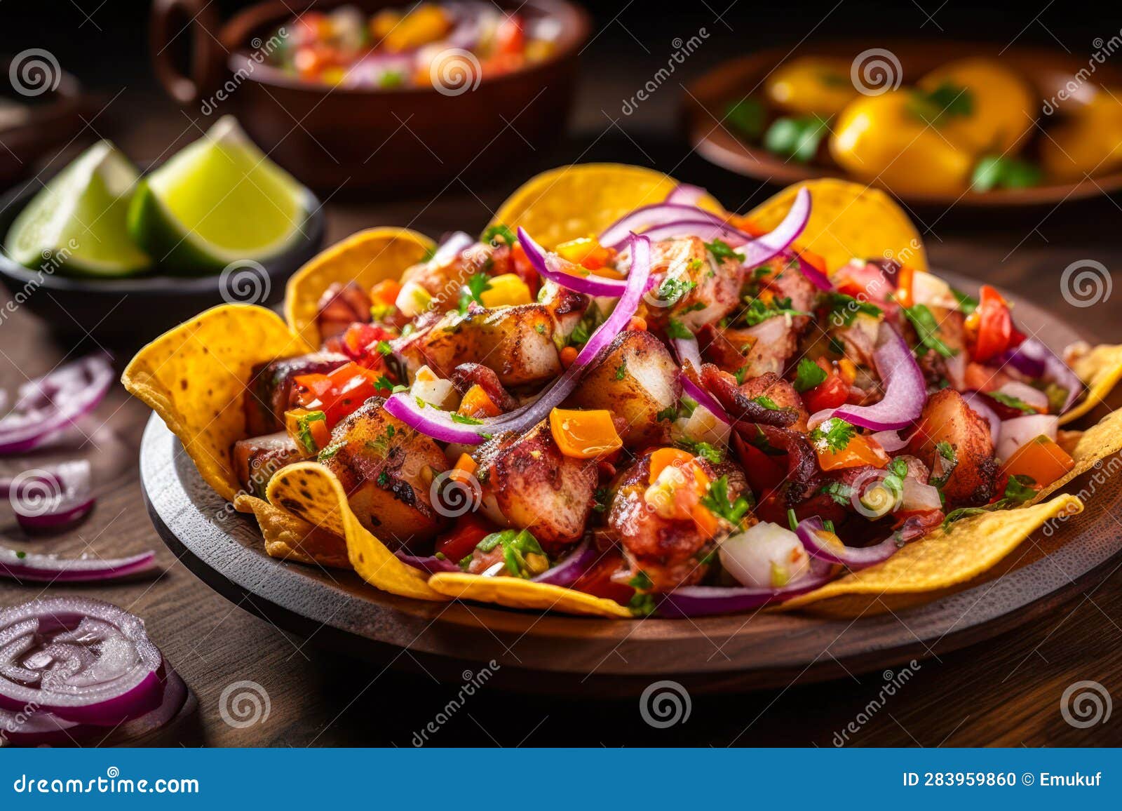 Marinated Octopus with Chips Generative Ai Stock Illustration ...
