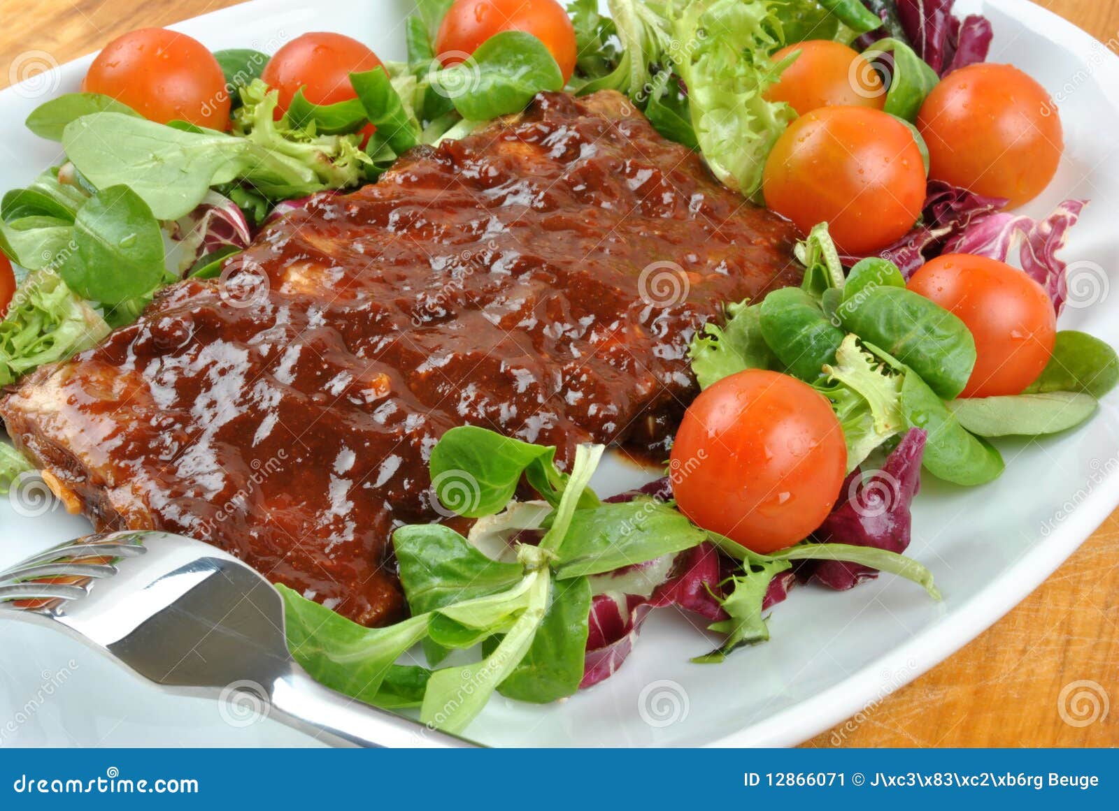 Marinated Organic Rib on Healthy Salad Stock Image - Image of food ...