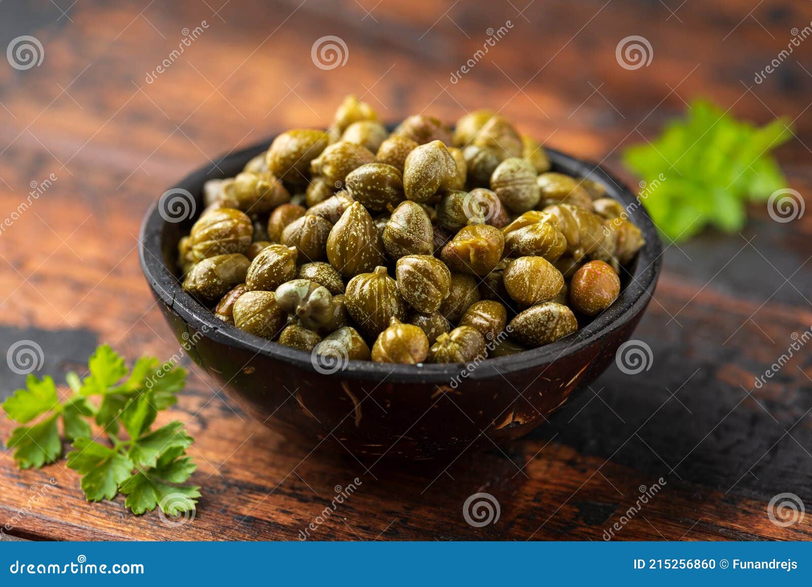 Marinated Pickled Capers in a Wooden Bowl Stock Photo - Image of berry ...