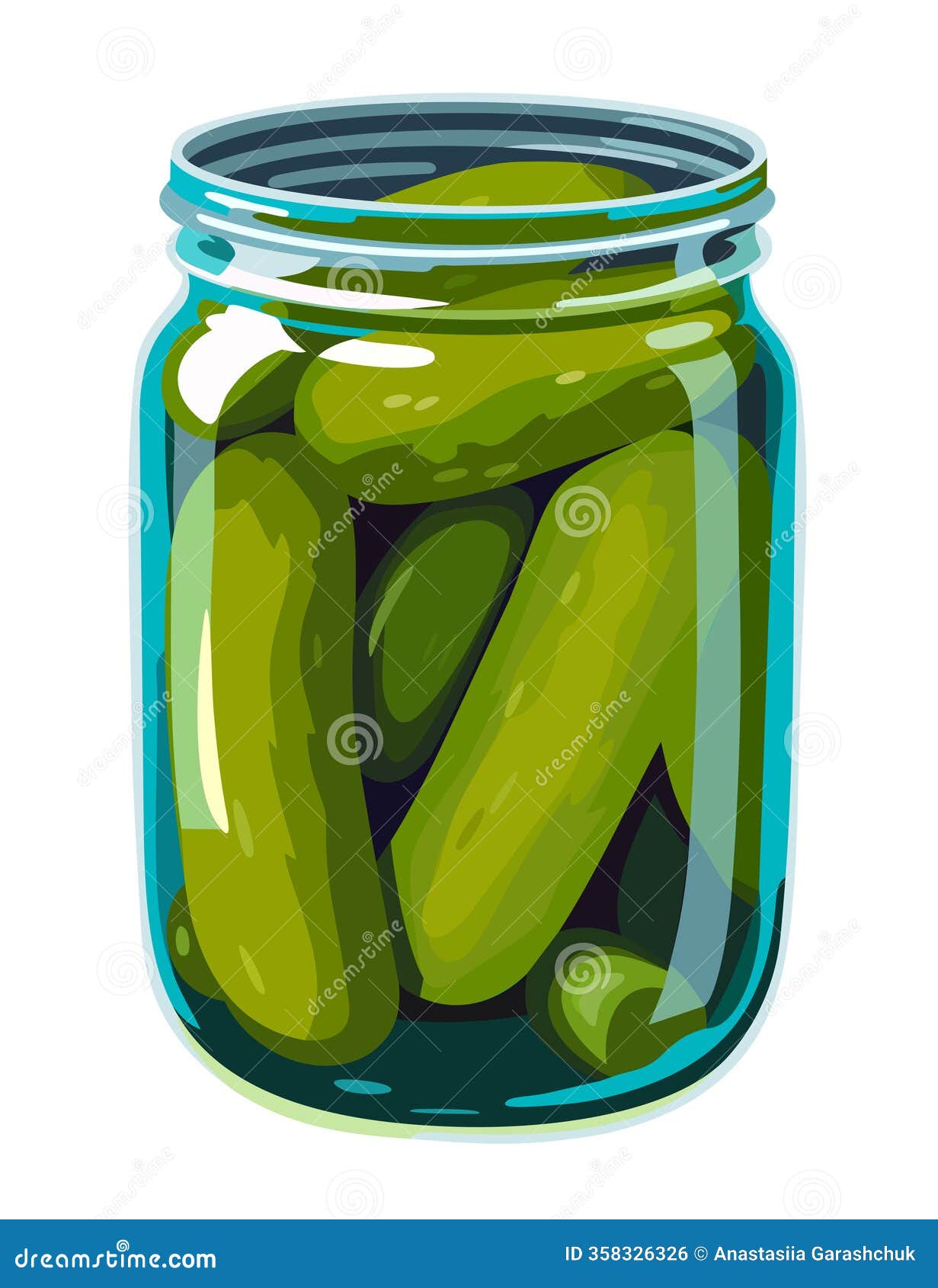 Marinated Pickles in Jar. Vector Isolated Illustration Stock Vector ...