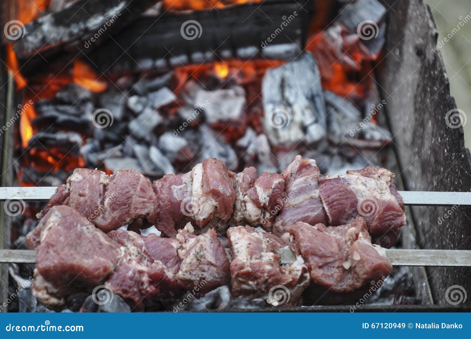 Marinated Pieces of Fresh Meat for the Barbecue Stock Image - Image of ...