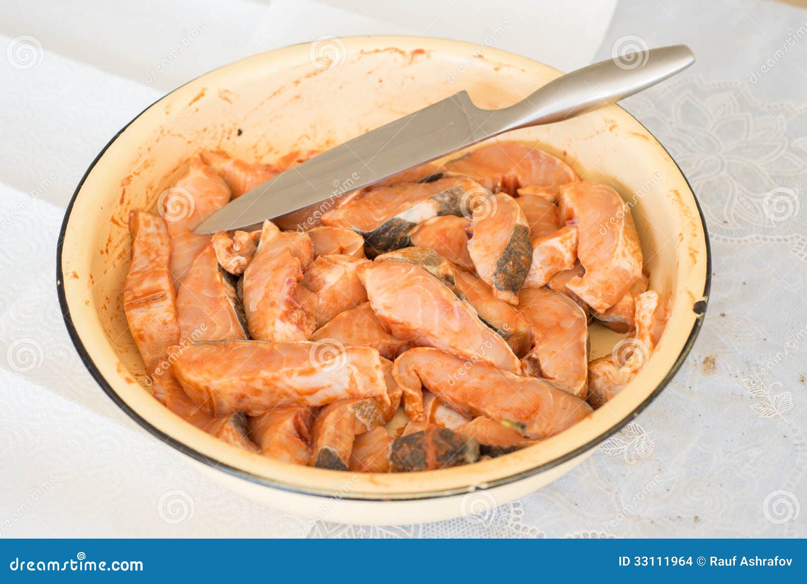 Marinated sturgeon fillets stock photo. Image of snack - 33111964