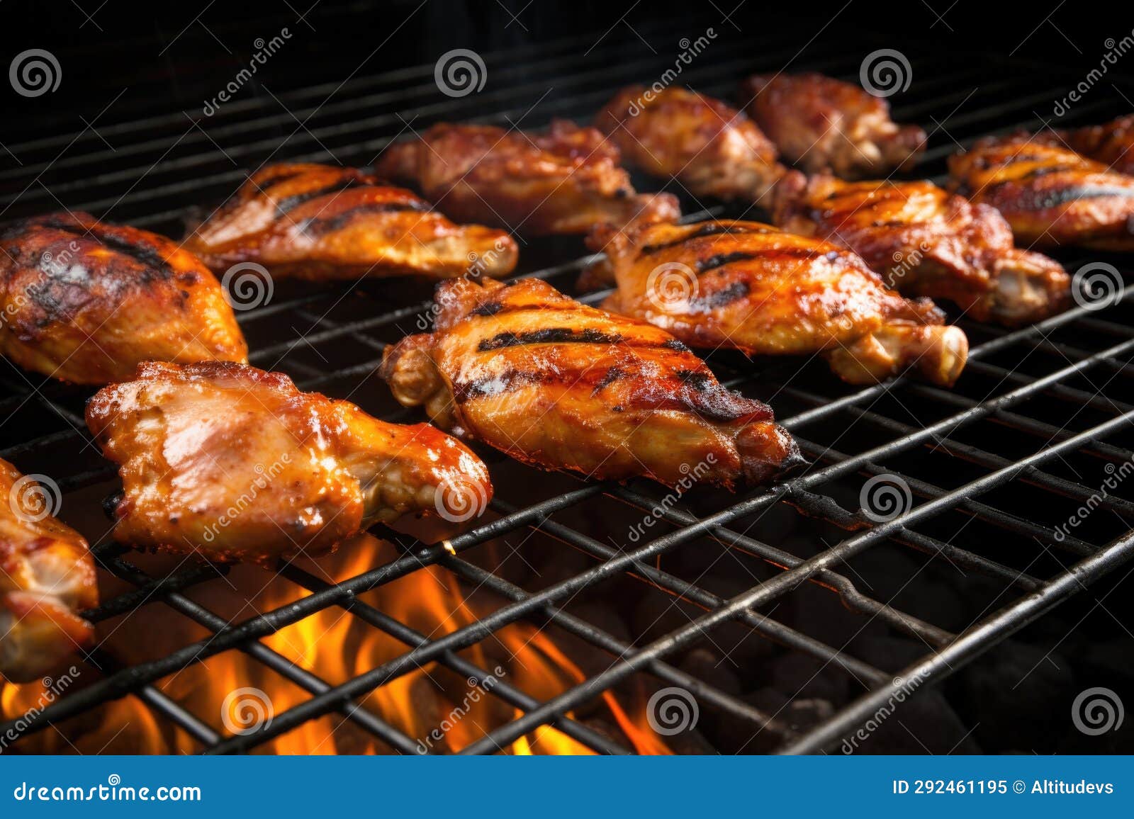 Marinated Wings Being Basted on a Lit Grill Stock Image - Image of ...