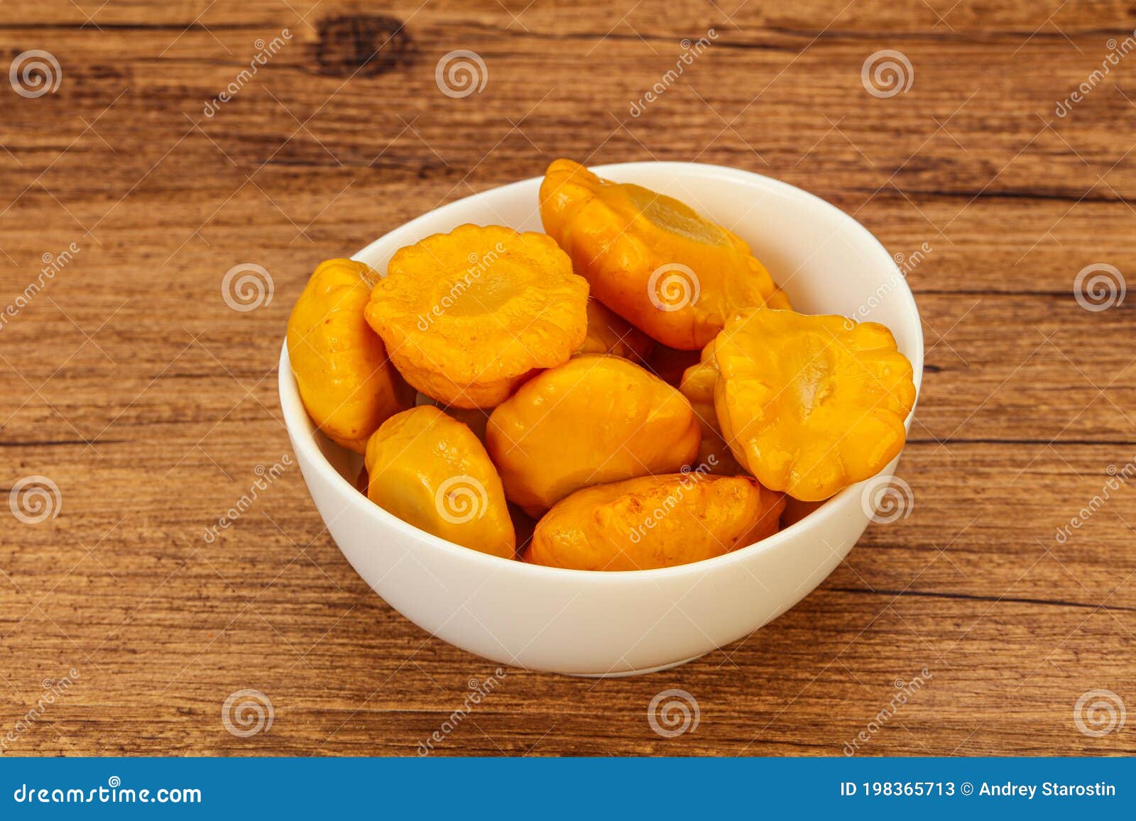 Marinated Yellow Patisson in the Bowl Stock Image - Image of wooden ...