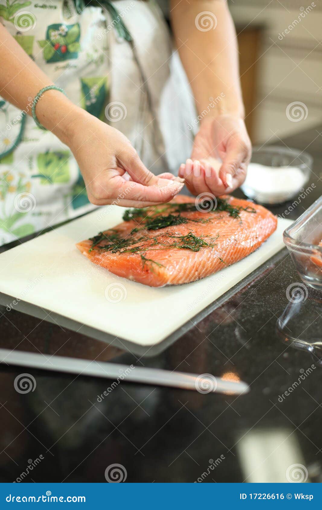 Marinating Salmon Fish stock photo. Image of flour, lunch - 17226616