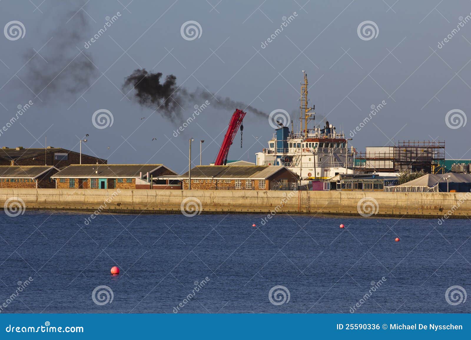 Marine and air pollution stock photo. Image of boat, chimney - 25590336