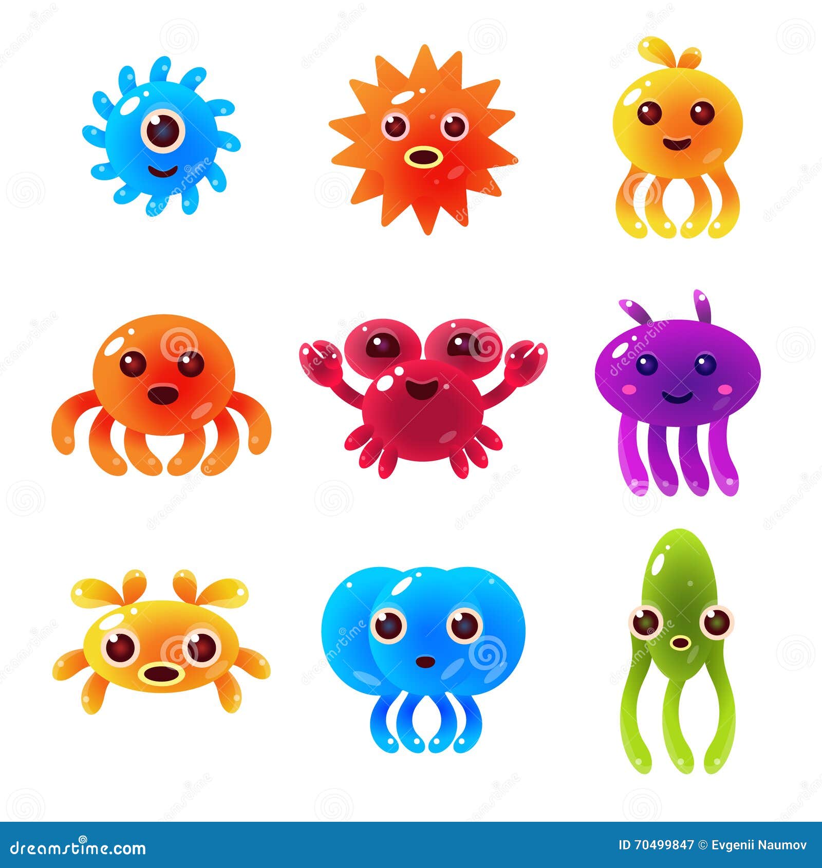 Marine Animals Balloon Characters Set Stock Vector - Illustration of ...