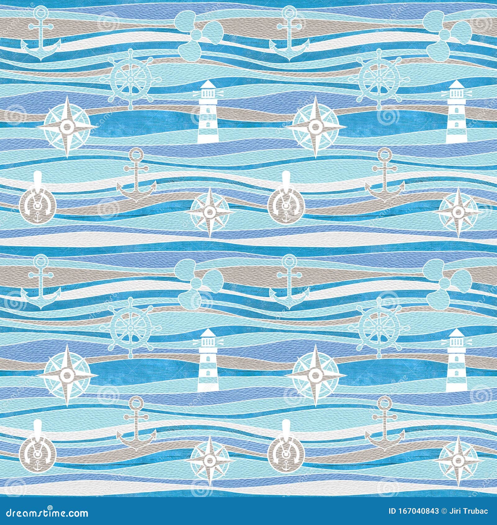 Marine and Aquatic Decorative Patterns - Waves Decoration - Seamless ...