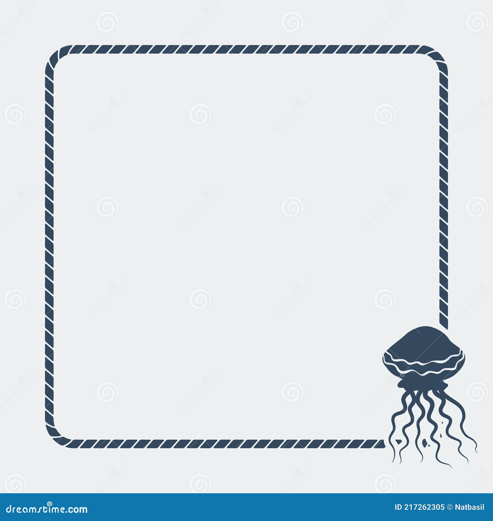 Marine Background. Sea Rope Frame with Jellyfish Stock Vector ...