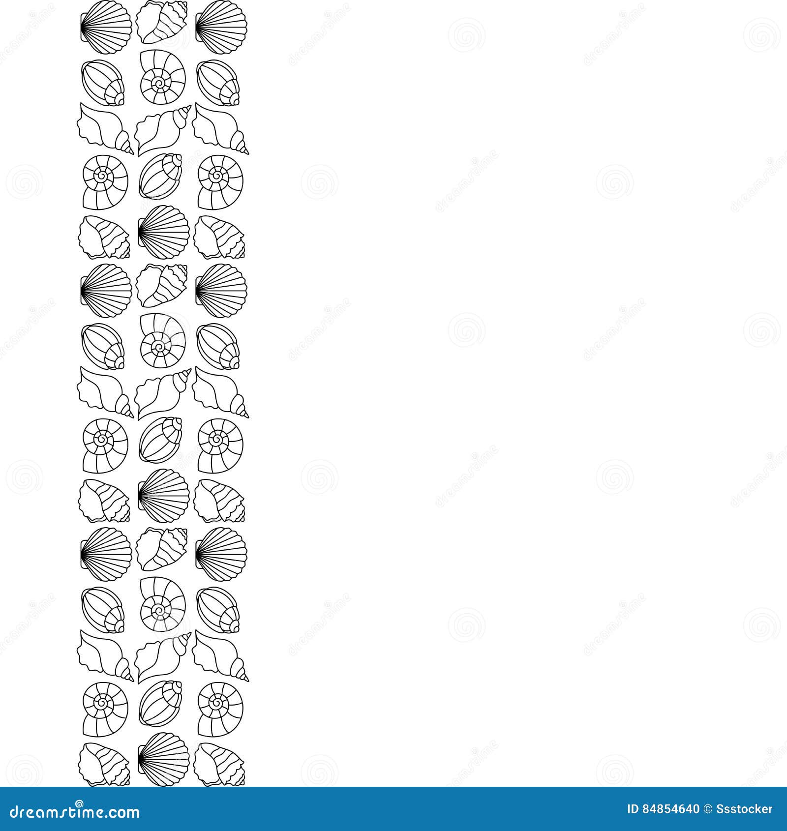 Marine border with shells stock vector. Illustration of border - 84854640