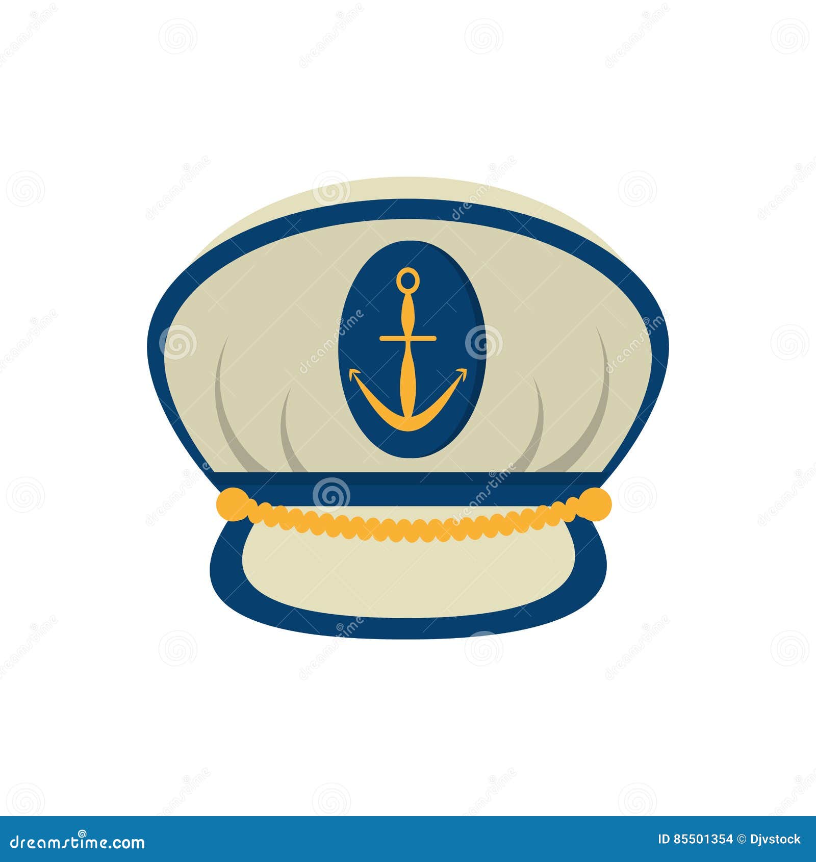 Marine Cap Captain Board with Anchor Stock Illustration - Illustration ...