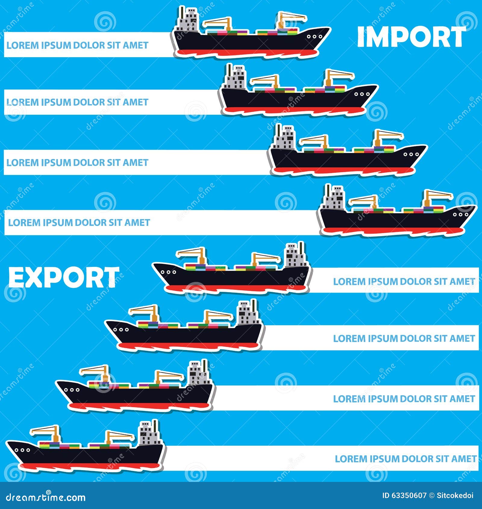 Marine Cargo Ship Bound for Export and Import Goods Stock Vector ...