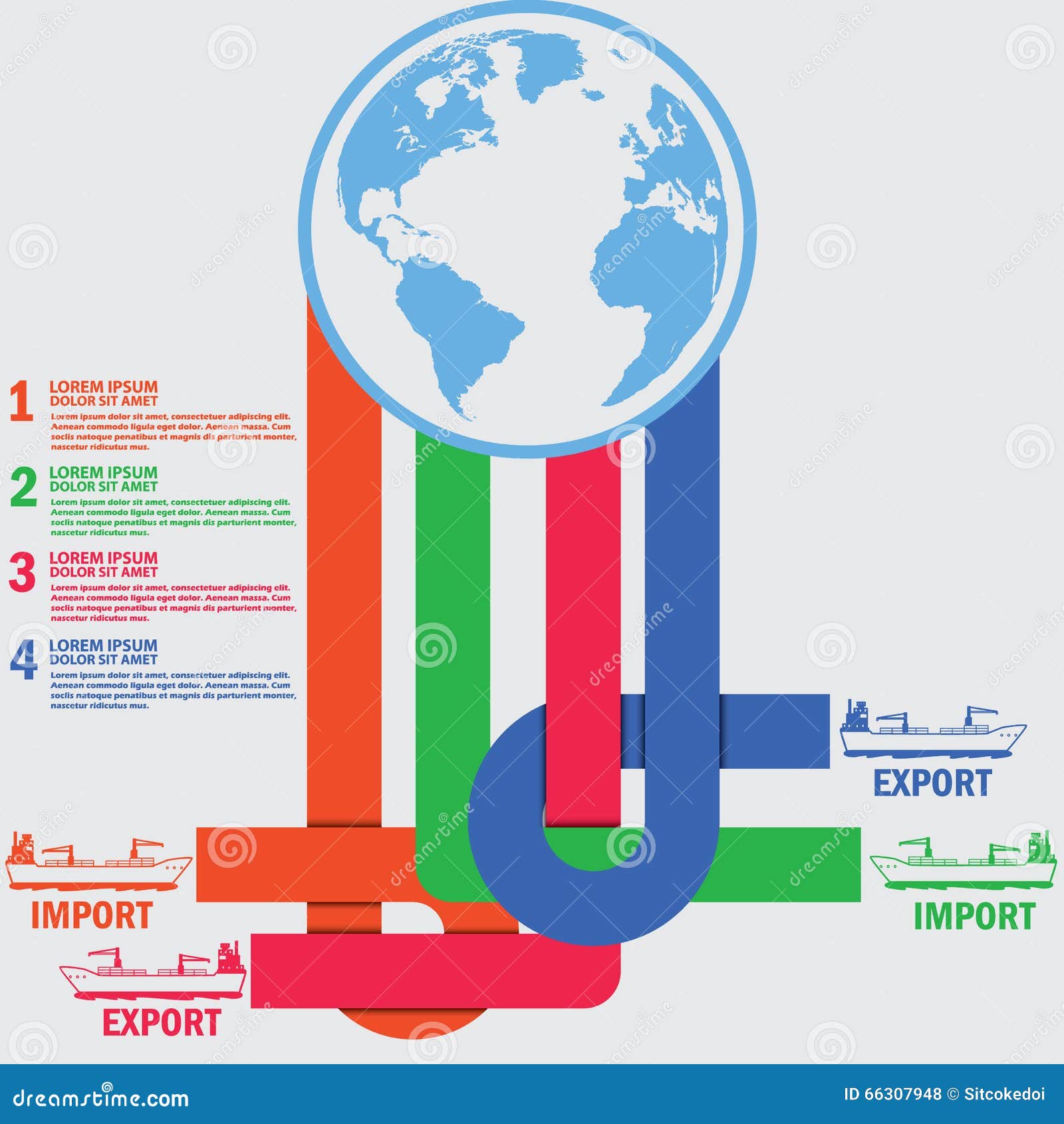 Marine Cargo Ship Bound for Export and Import Goods Stock Illustration ...