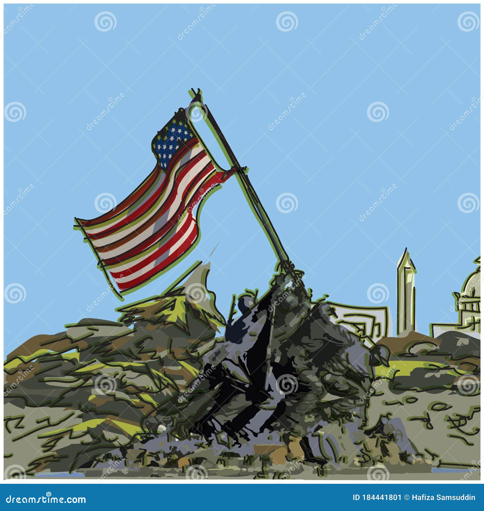 Marine Corps War Memorial. Vector Illustration Decorative Background ...