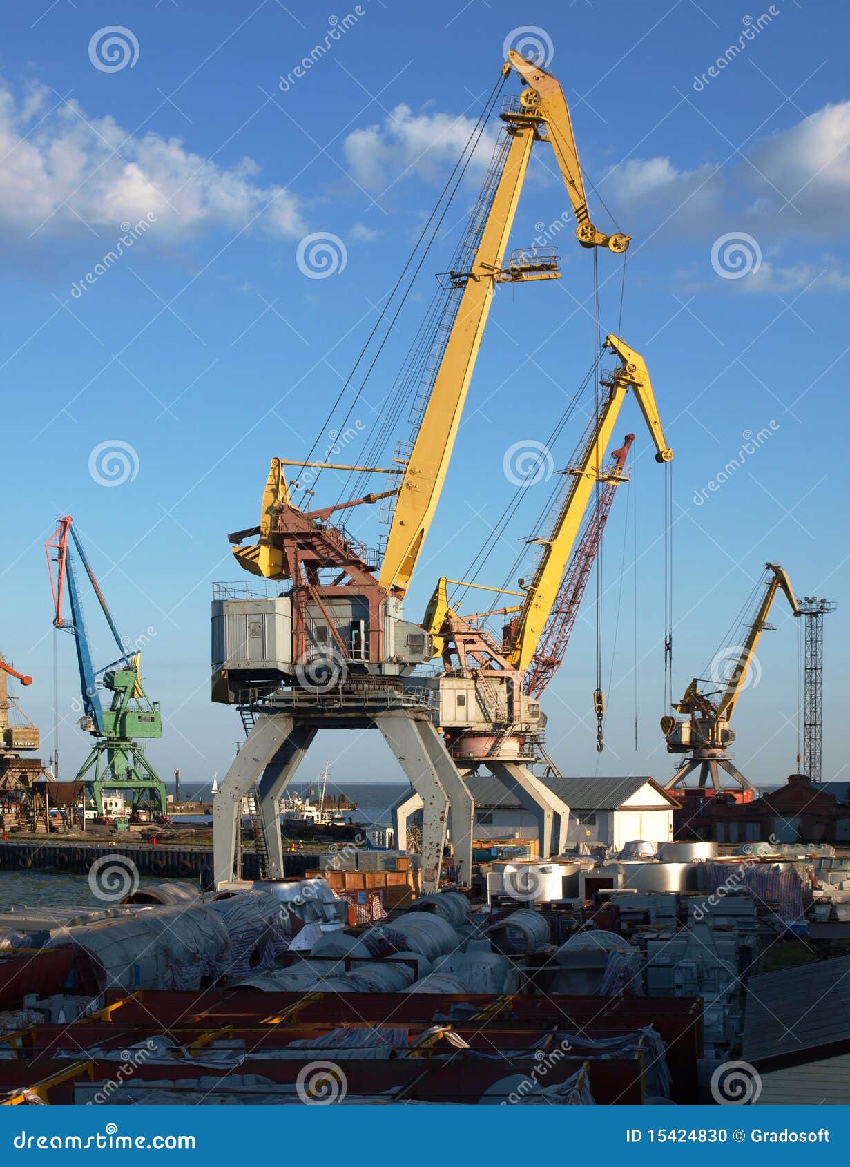 Marine Cranes in Cargo Port Stock Photo - Image of closeup, port: 15424830