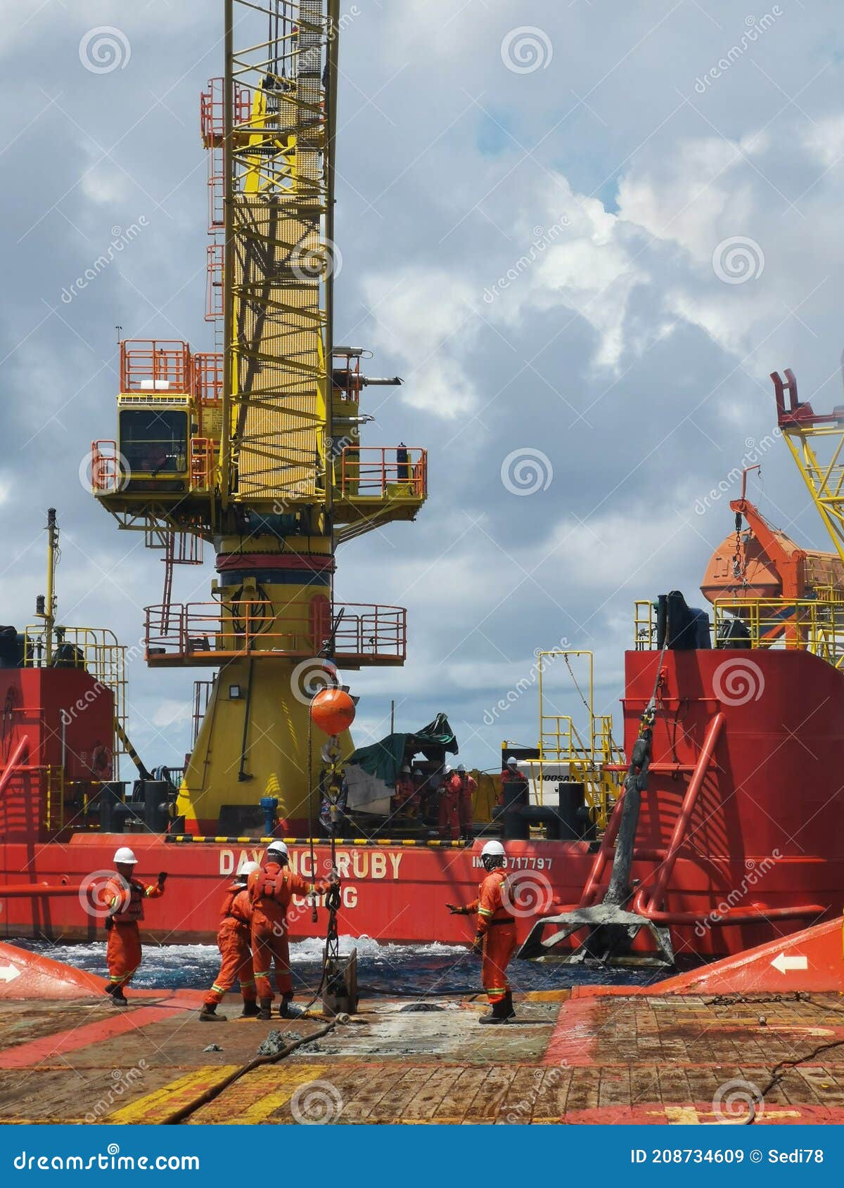 Offshore Marine Crew Working on Deck during Sunny Day Editorial Stock ...