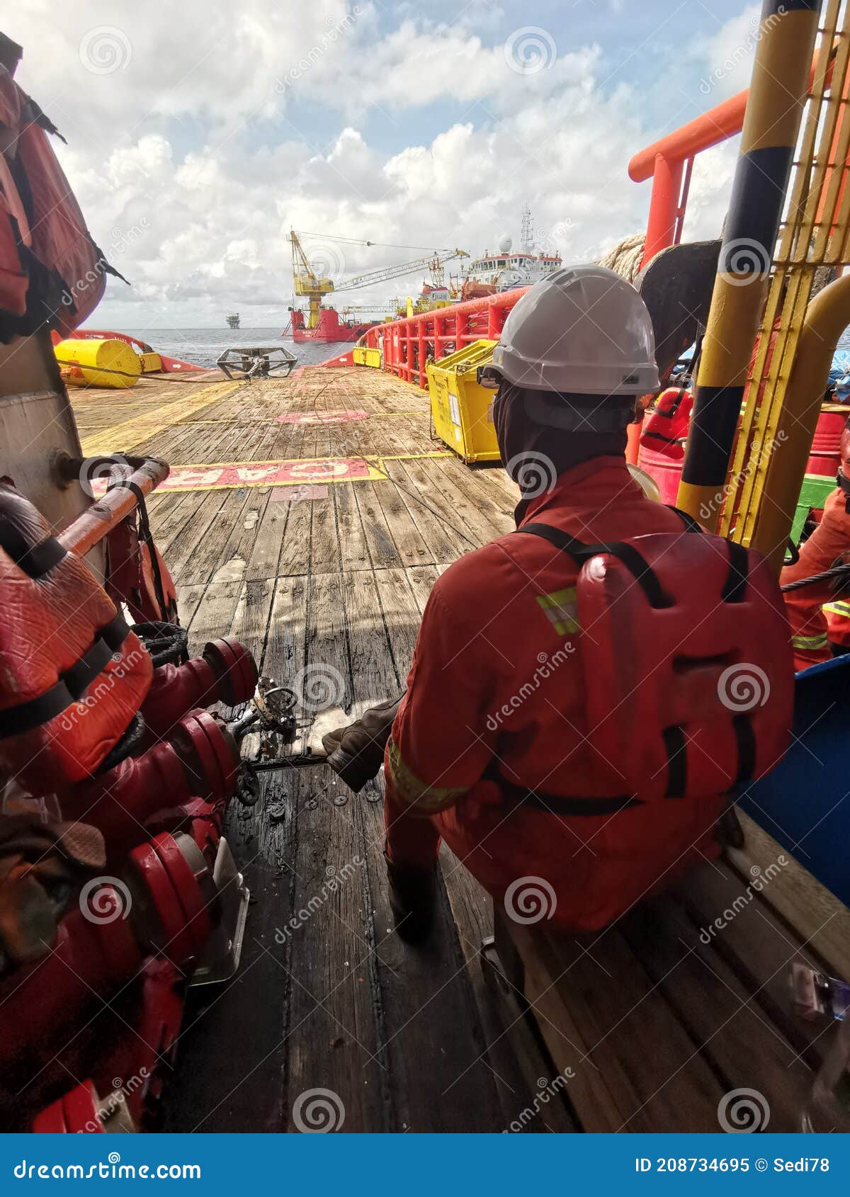 Offshore Marine Crew Working on Deck during Sunny Day Editorial Image ...