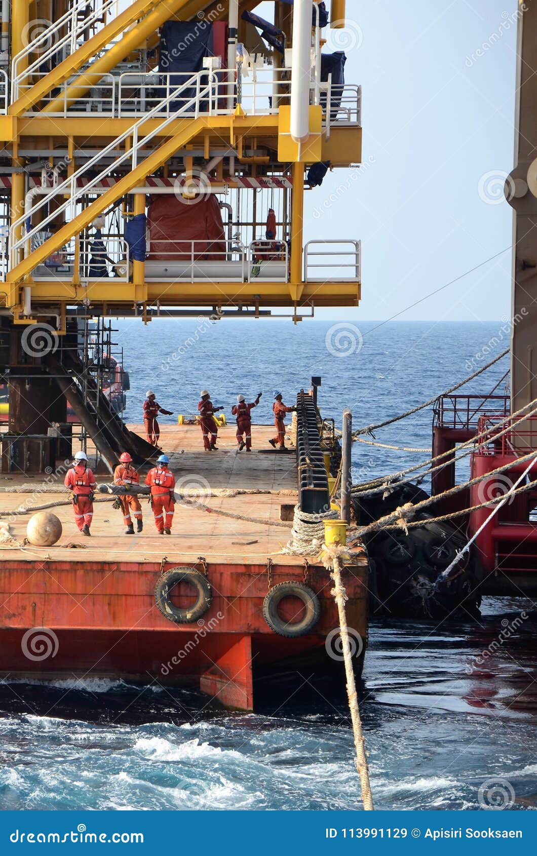 Marine Crews Work on Mooring Ropes Editorial Stock Image - Image of ...