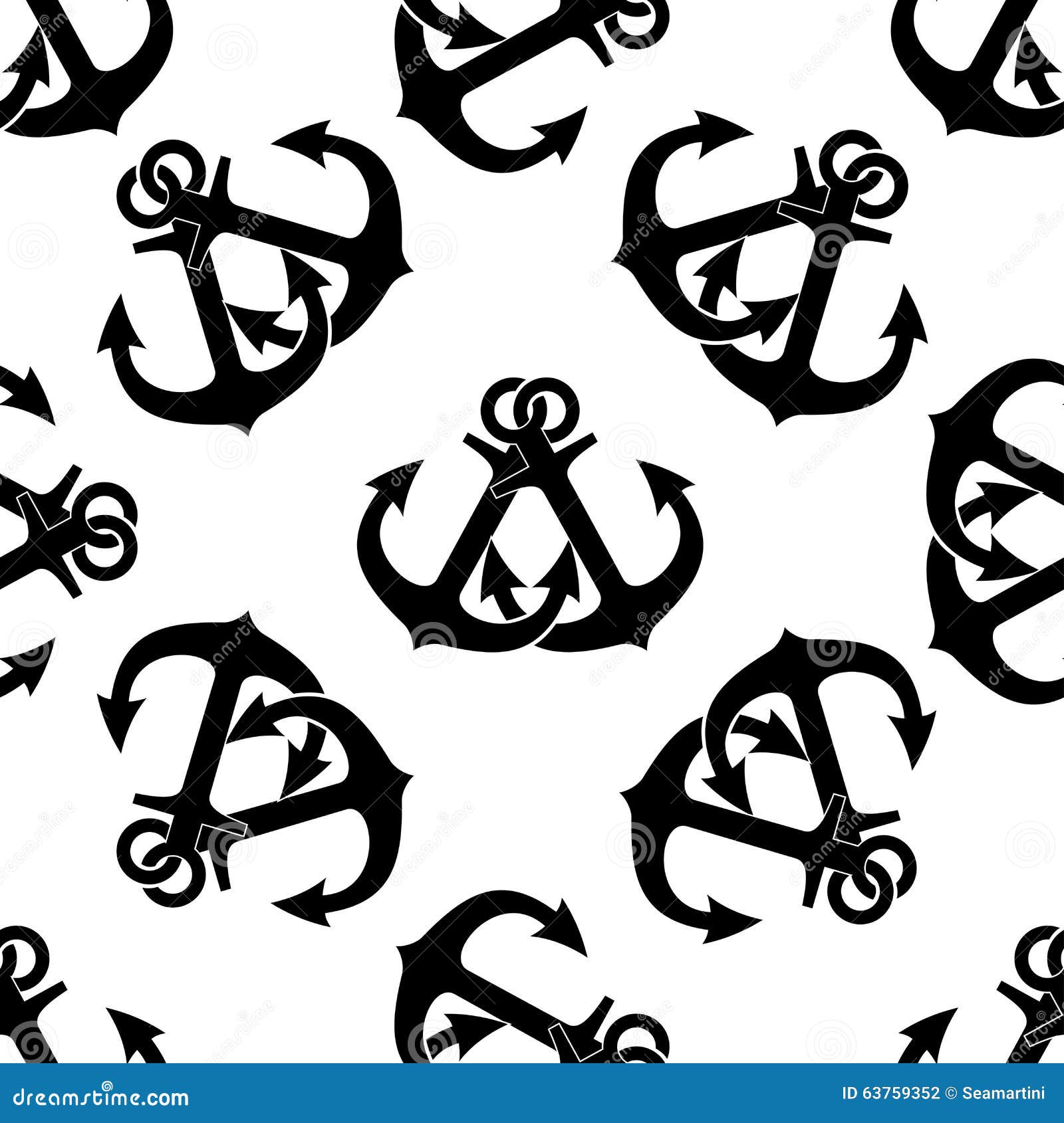 Marine Crossed Anchors Seamless Pattern Stock Vector - Illustration of ...
