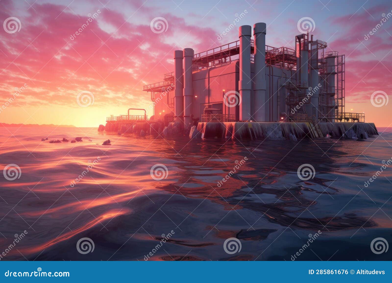 Marine Current Power Plant at Sunrise/sunset Stock Photo - Image of ...